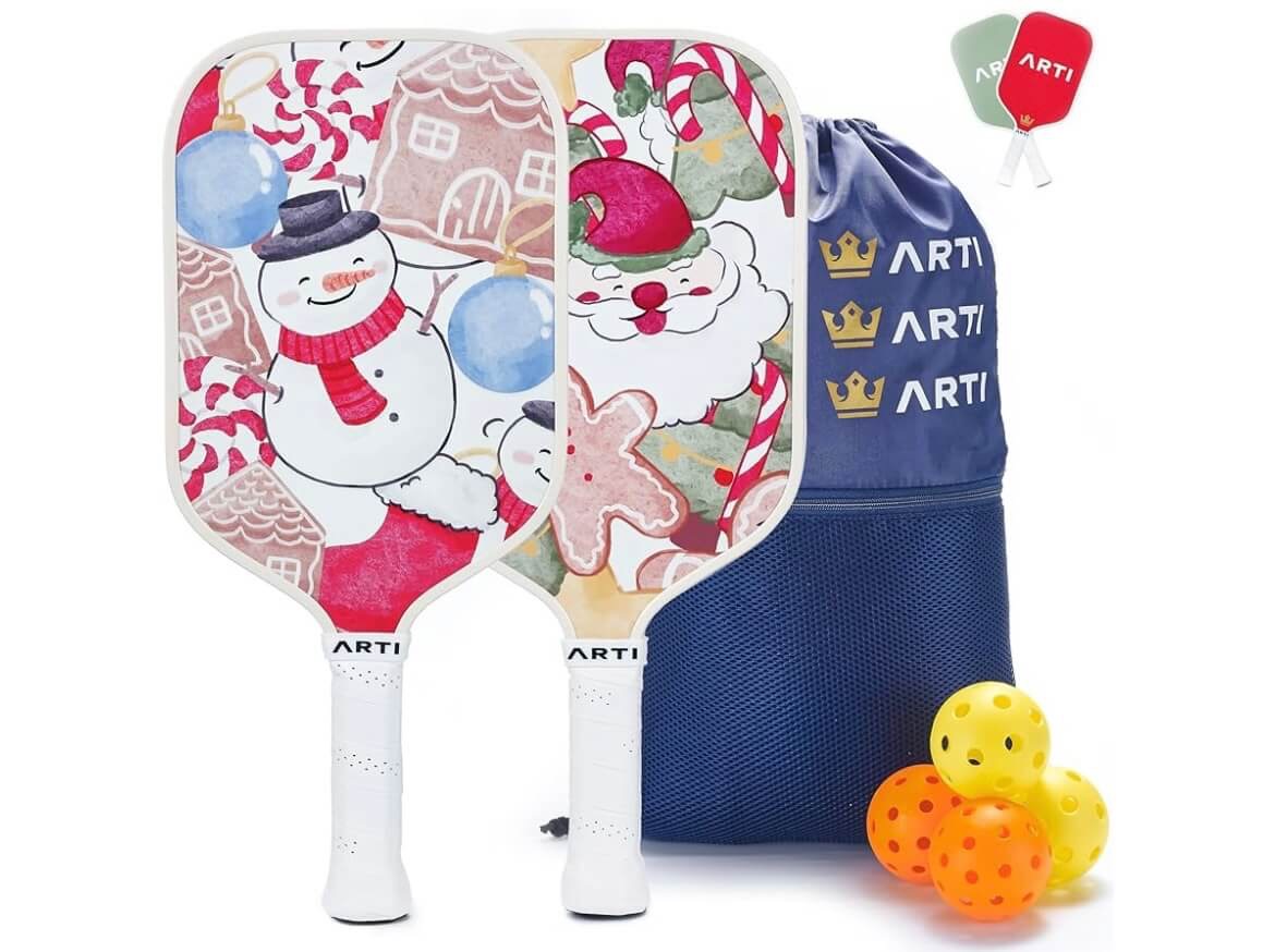 Santa would adore these Christmas-themed pickleball paddles
